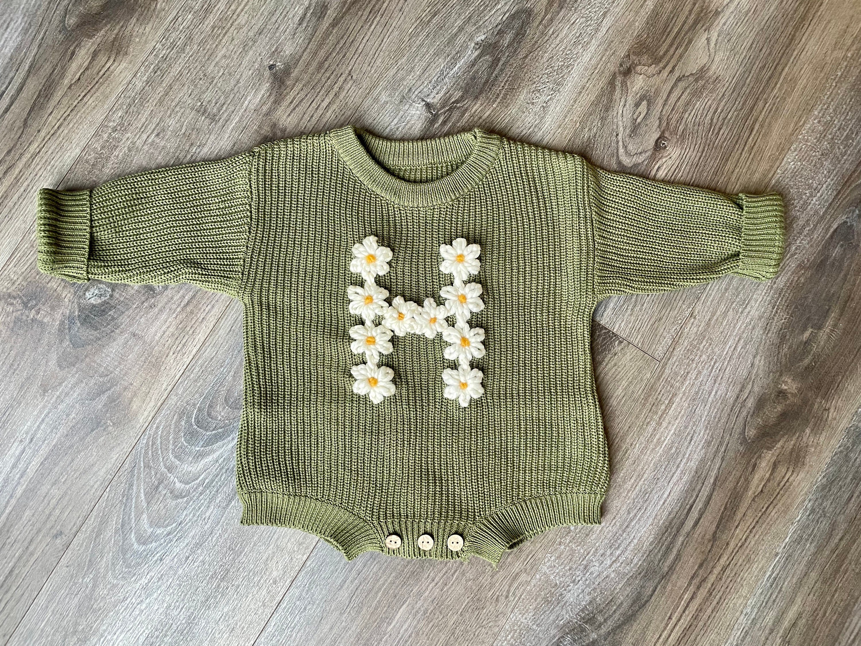 Custom Baby and Toddler Sweater Romper | Embroidered Sweater | Initials ...