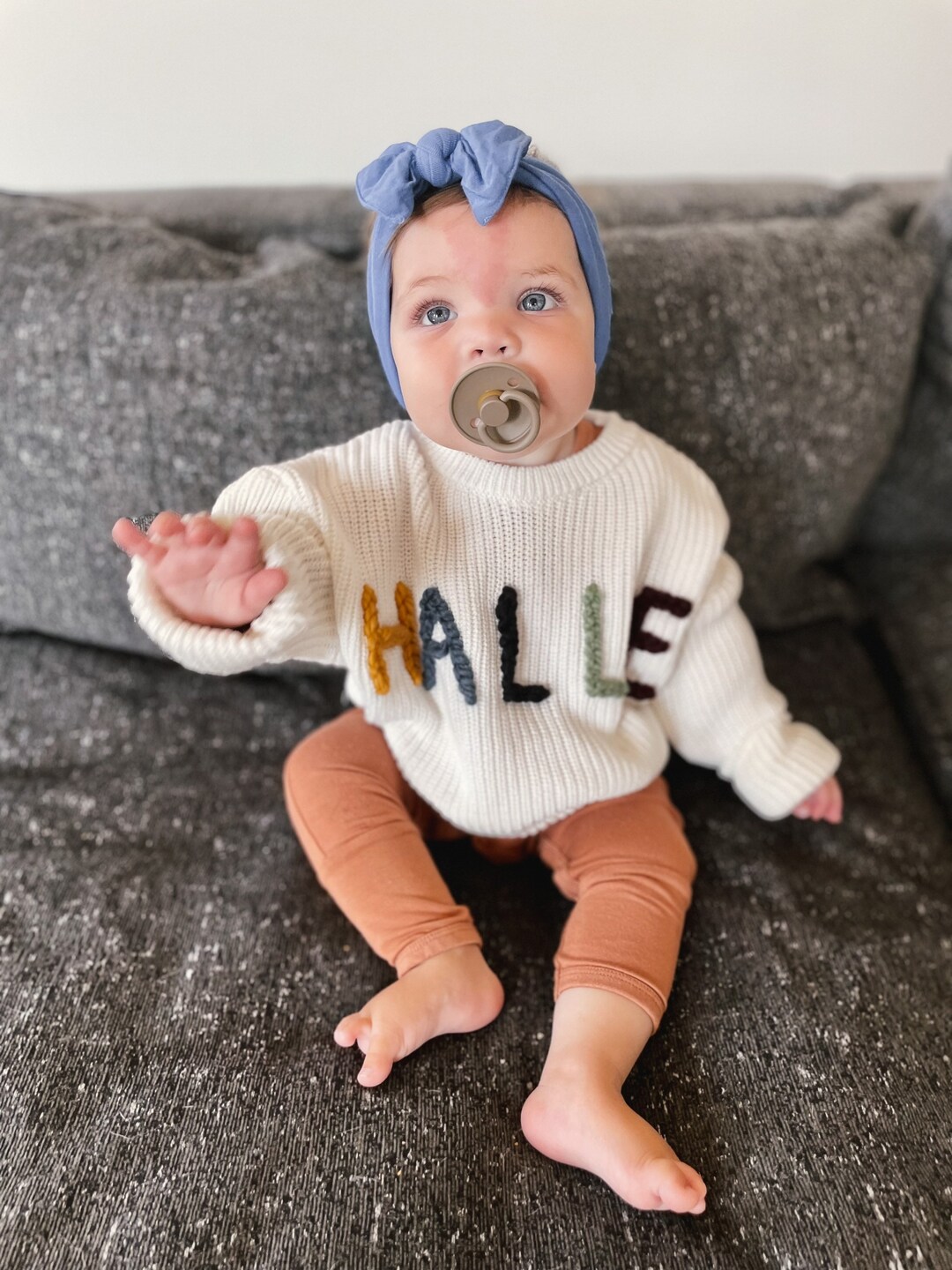 Custom CAPITAL BLOCK LETTERS Baby and Toddler Name Sweater ...