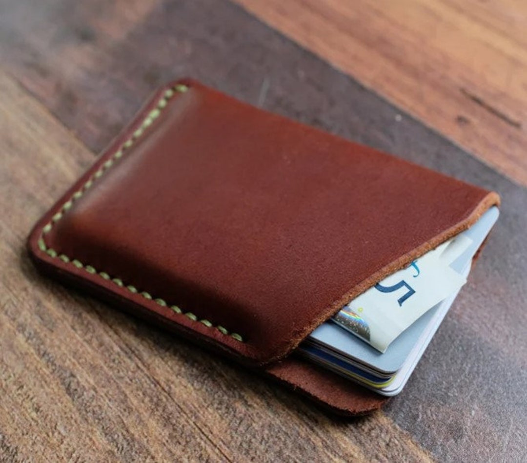 Minimalist Kangaroo Leather Card and Note Holder, Personalised, Slim ...