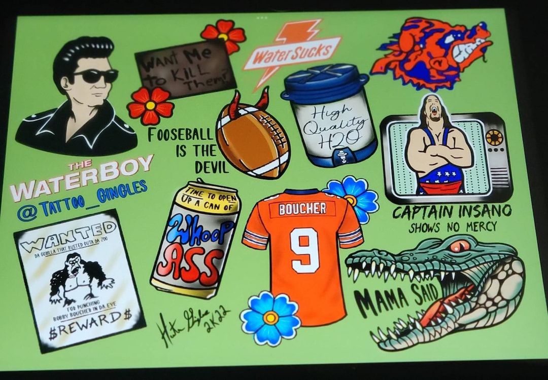 Waterboy Tattoo Flash Print - Etsy