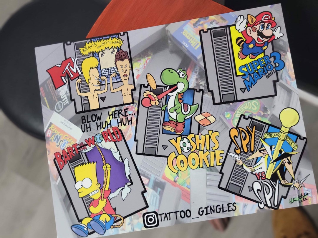 Nintendo Tattoo Flash Art - Etsy