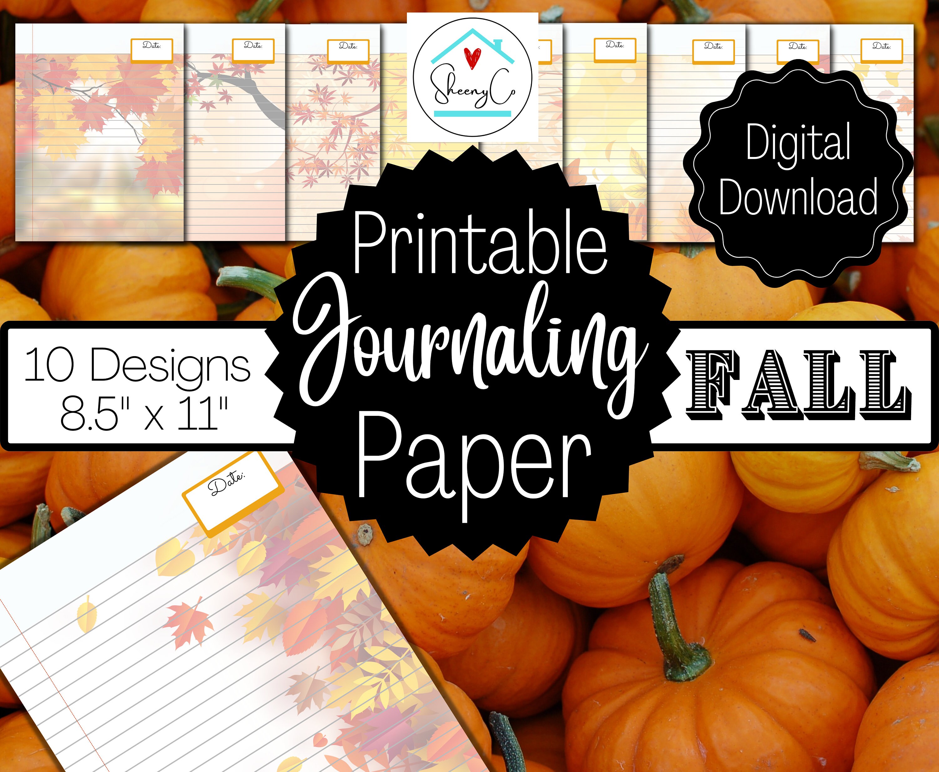 Fall Autumn Notebook JOURNALING Printable Paper 10 Designs - Etsy