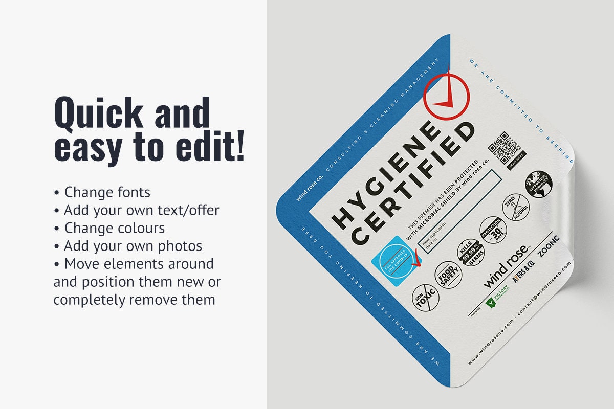 Cleaning Hygiene Certificate Template - Etsy