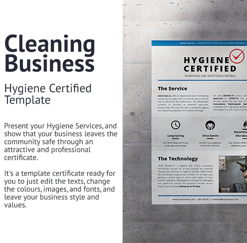 Cleaning Hygiene Certificate Template - Etsy