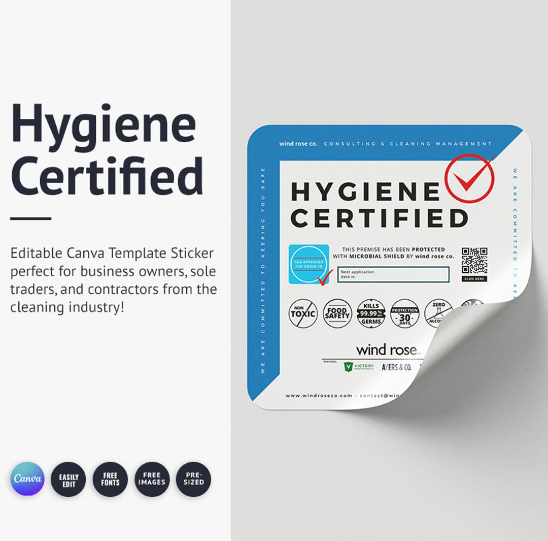 Cleaning Hygiene Certificate Template - Etsy