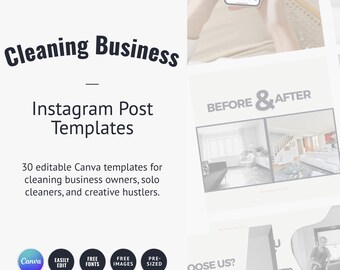 50 Cleaning Instagram Post Templates for Canva Cleaning Business ...