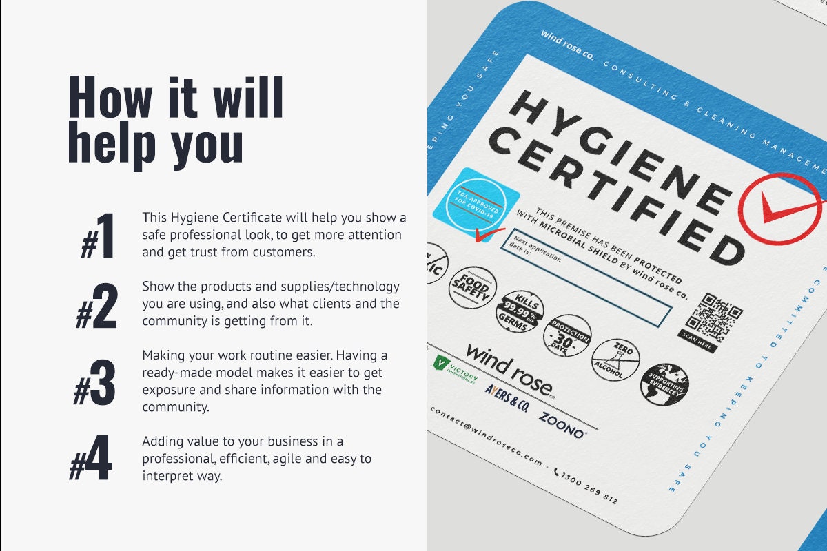 Cleaning Hygiene Certificate Template - Etsy