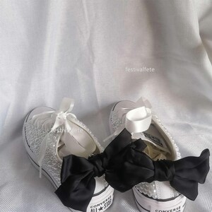 Bow Converse Custom Bling Low Top Bridal Sneakers -full Pearl Platform ...