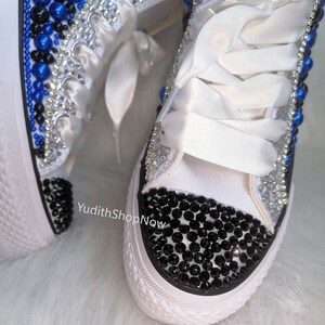 Bling Platform Canvas Shoes custom Bridal Sneakers pearl Wedding Shoes ...
