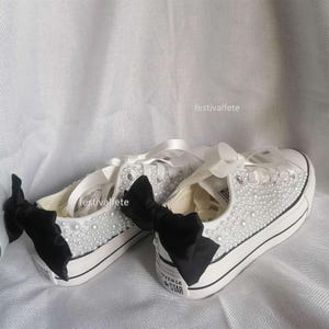 Bow Converse Custom Bling Low Top Bridal Sneakers -full Pearl Platform ...