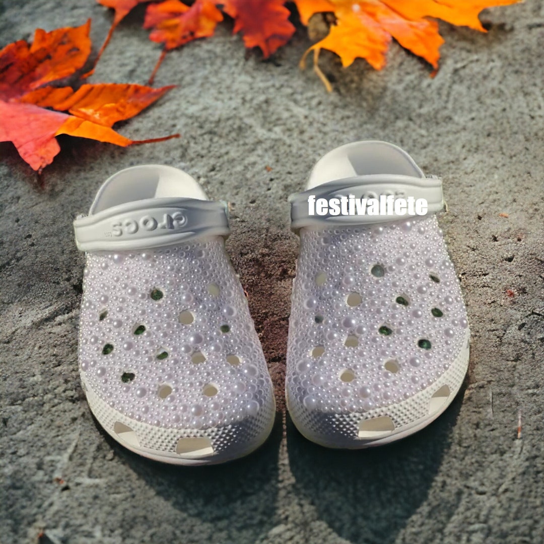 Custom Pearl Clog for Bride pearl Bridal Slippers Clogs glitter Wedding ...