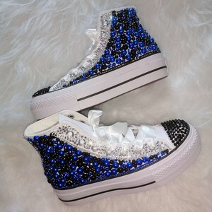Bling Platform Canvas Shoes custom Bridal Sneakers pearl Wedding Shoes ...