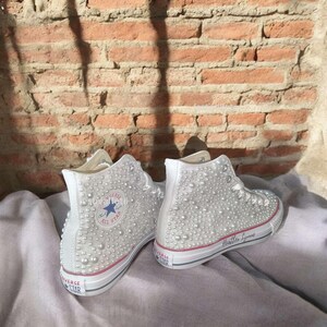 Custom Text Wedding Converse for Bride -bling Converse With Pearl ...