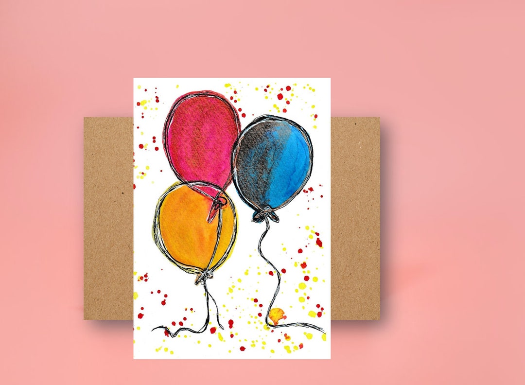 Folding Card balloons Watercolor Birthday Balloons Balloons Birthday ...