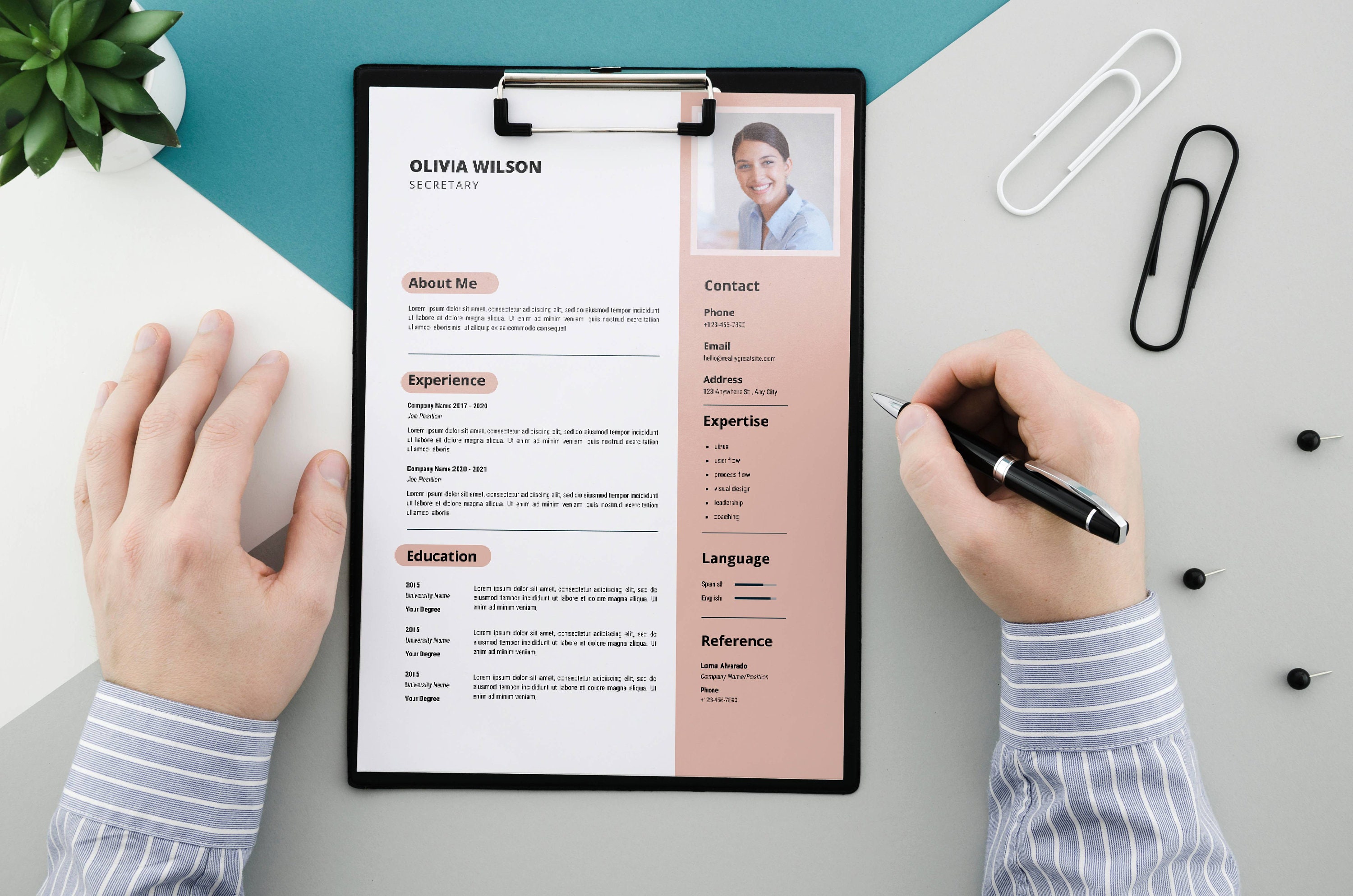 Resume Template With Photo Professional Resume Template, Cv Template ...