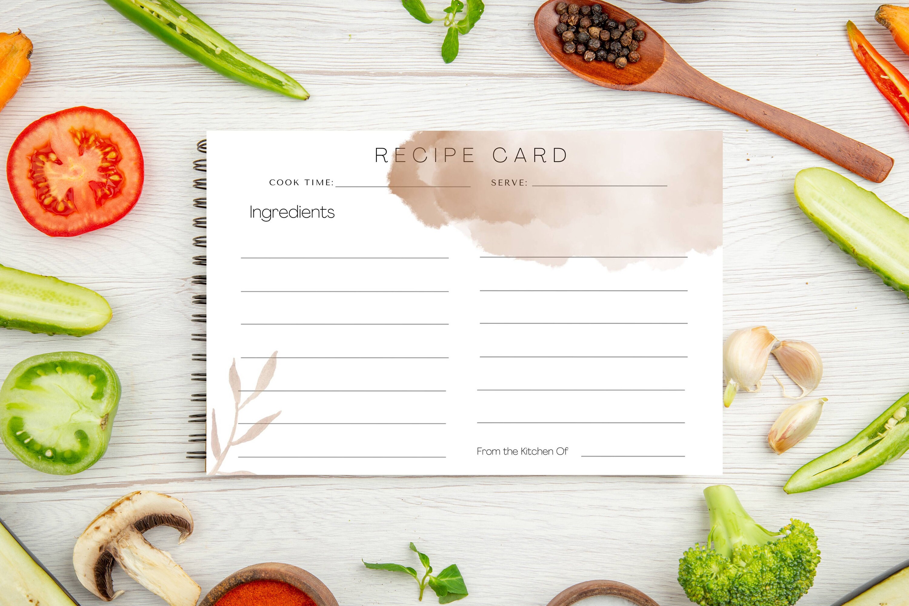 Minimal Recipe Card Printable, Simple Recipe Card, Kitchen Recipe Card ...