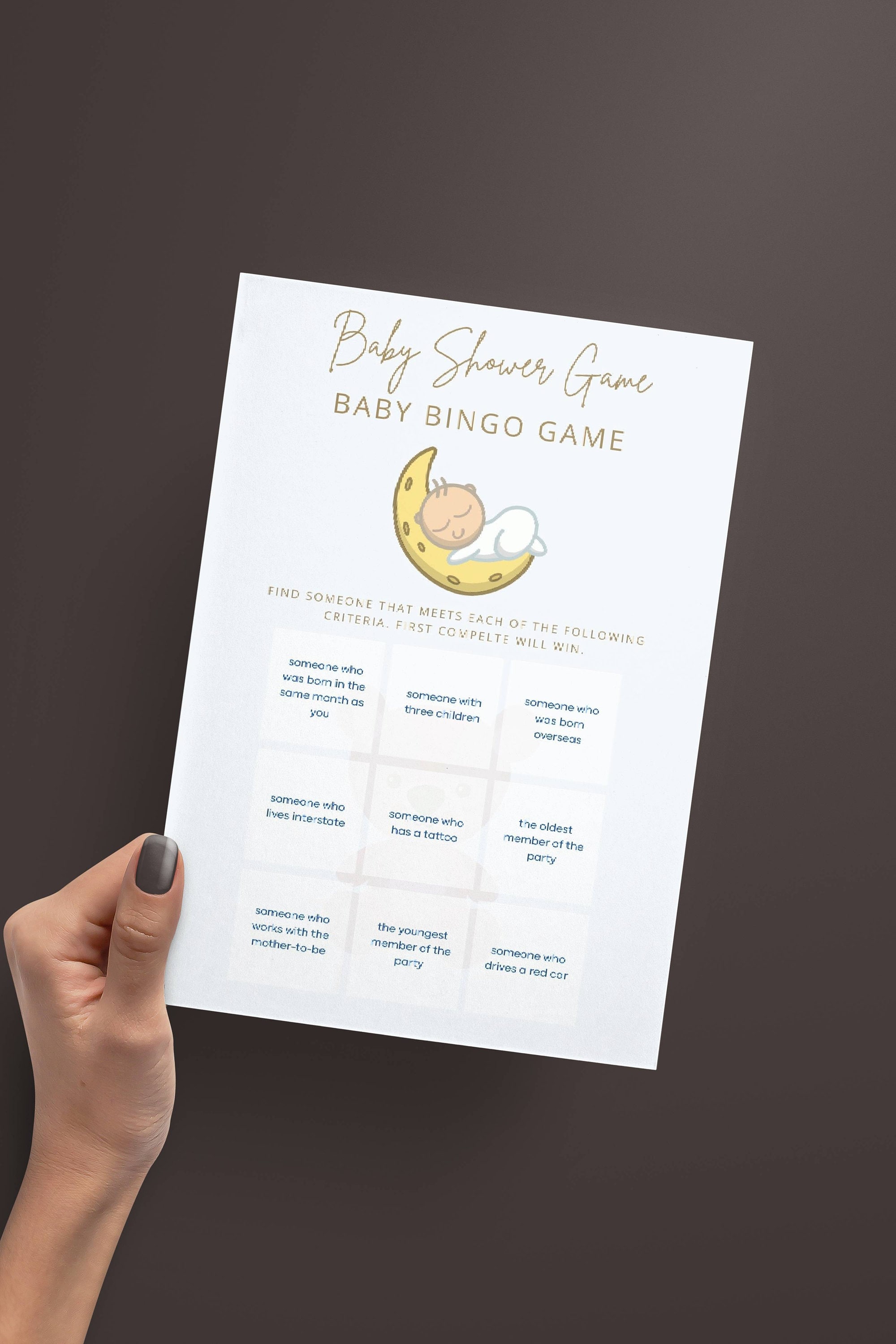 Baby Bingo Baby Shower Game, Printable Baby Shower Games, Modern ...