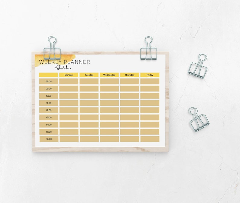 Hourly Weekly Planner Printable Weekly Schedule Landscape - Etsy