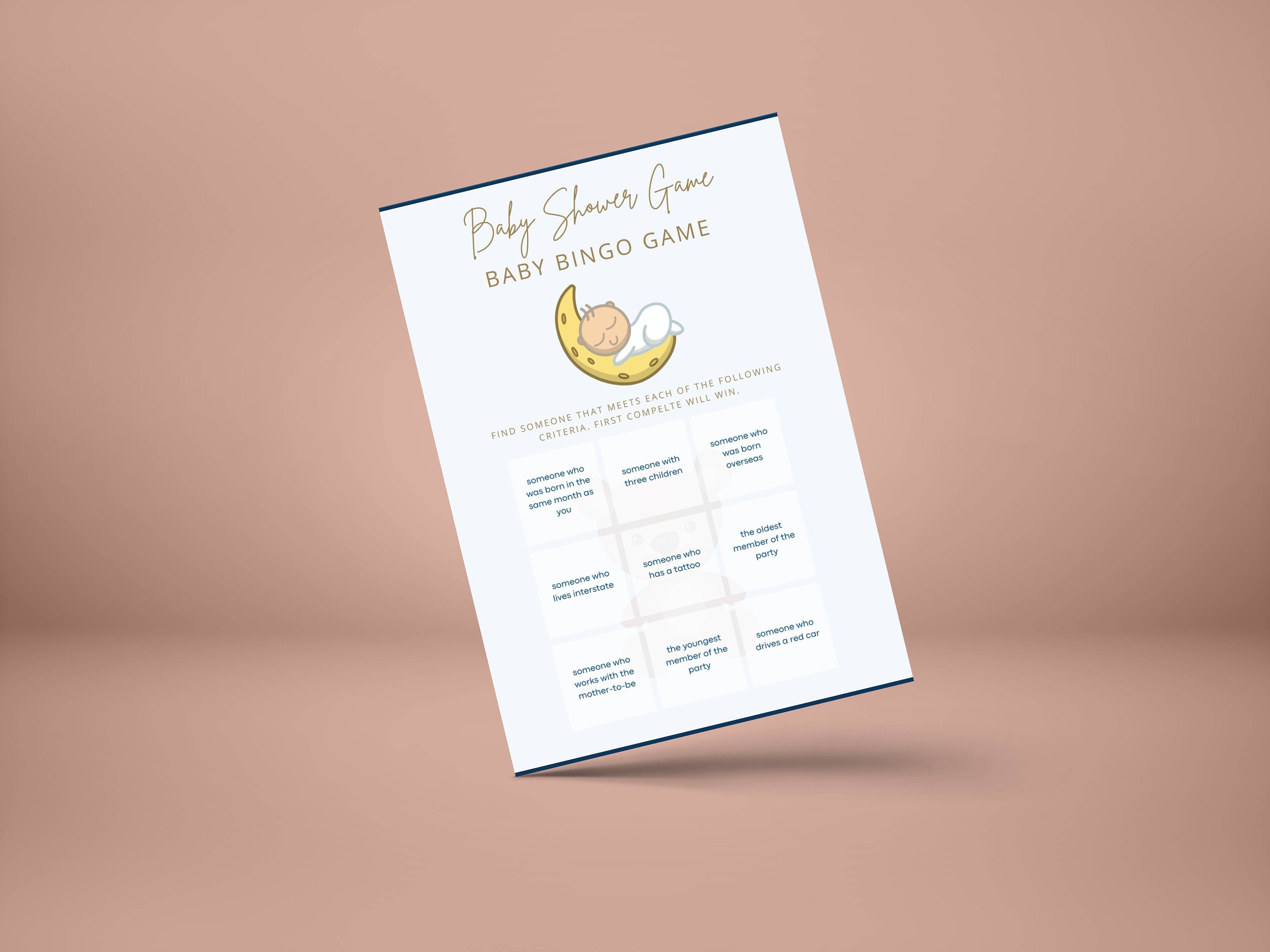 Baby Bingo Baby Shower Game, Printable Baby Shower Games, Modern ...