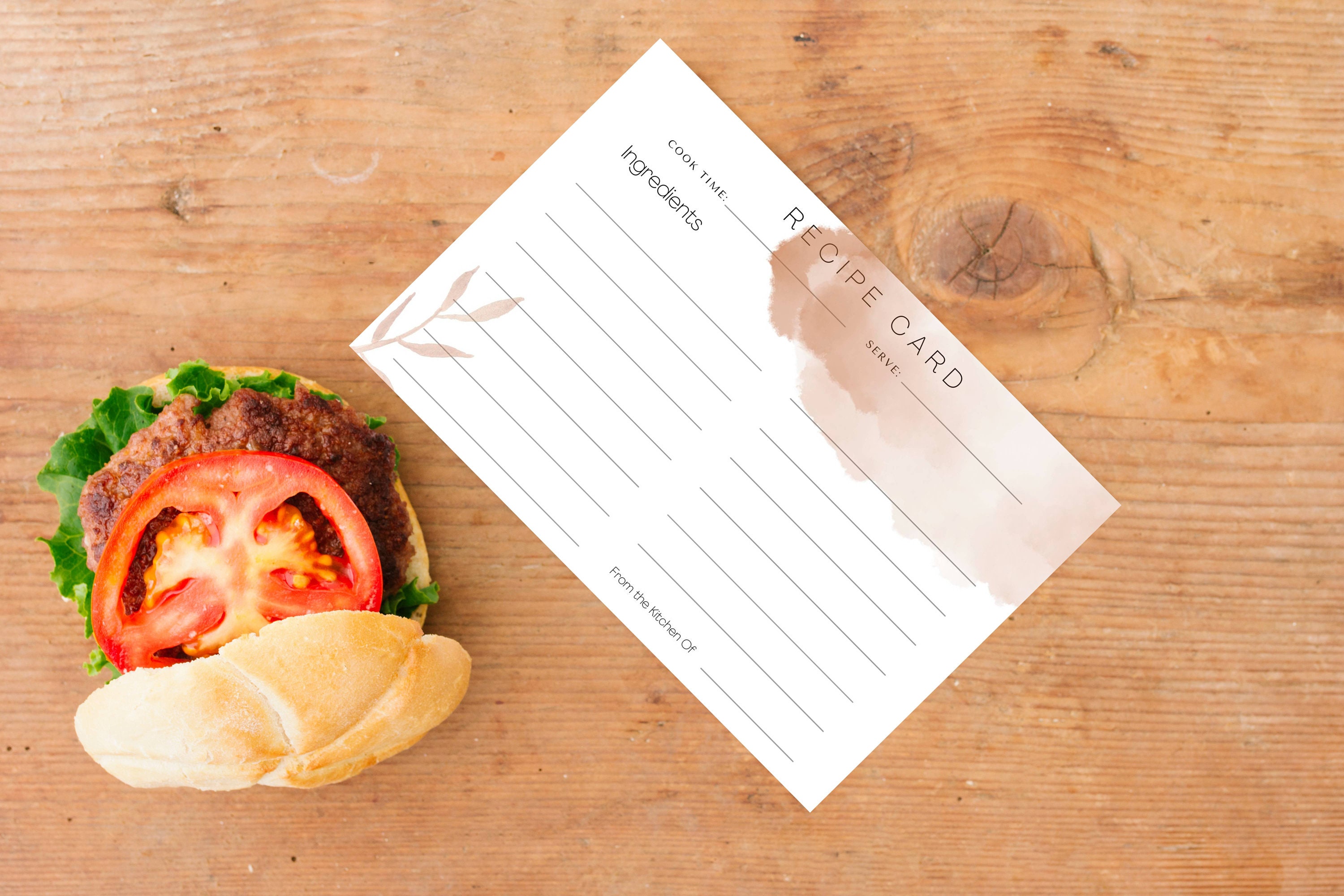 Minimal Recipe Card Printable, Simple Recipe Card, Kitchen Recipe Card ...