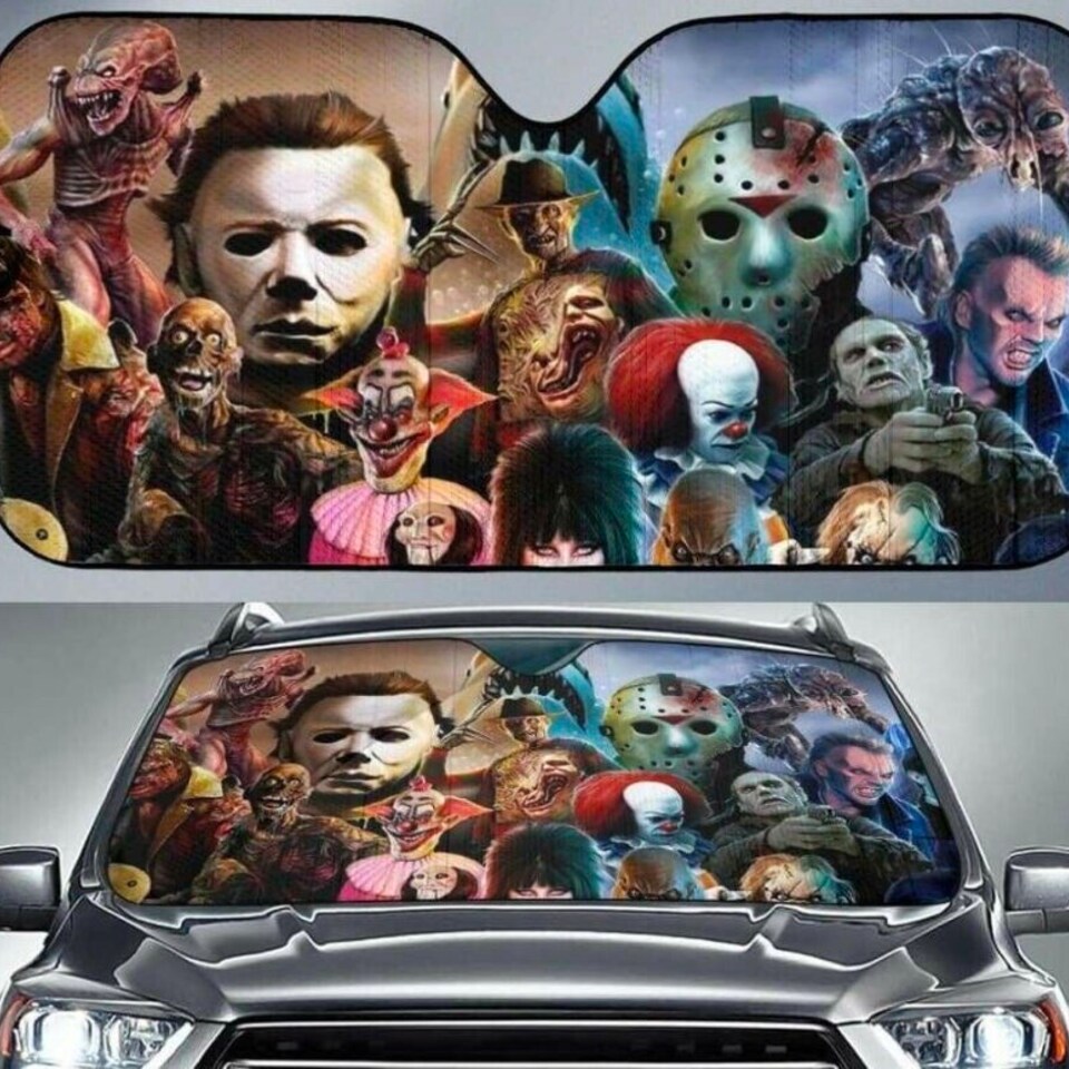 Halloween Horror Top Movies Car Sun Shade Designed & Sold By Grace Lu