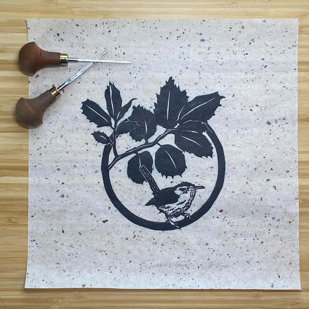 Bewick's Wren | Lino Cut Print | Bird Art | Linoart | Limited Edition ...