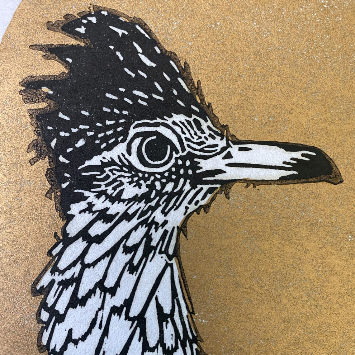 Roadrunner Lino Cut Print Bird Art Linoart Limited - Etsy