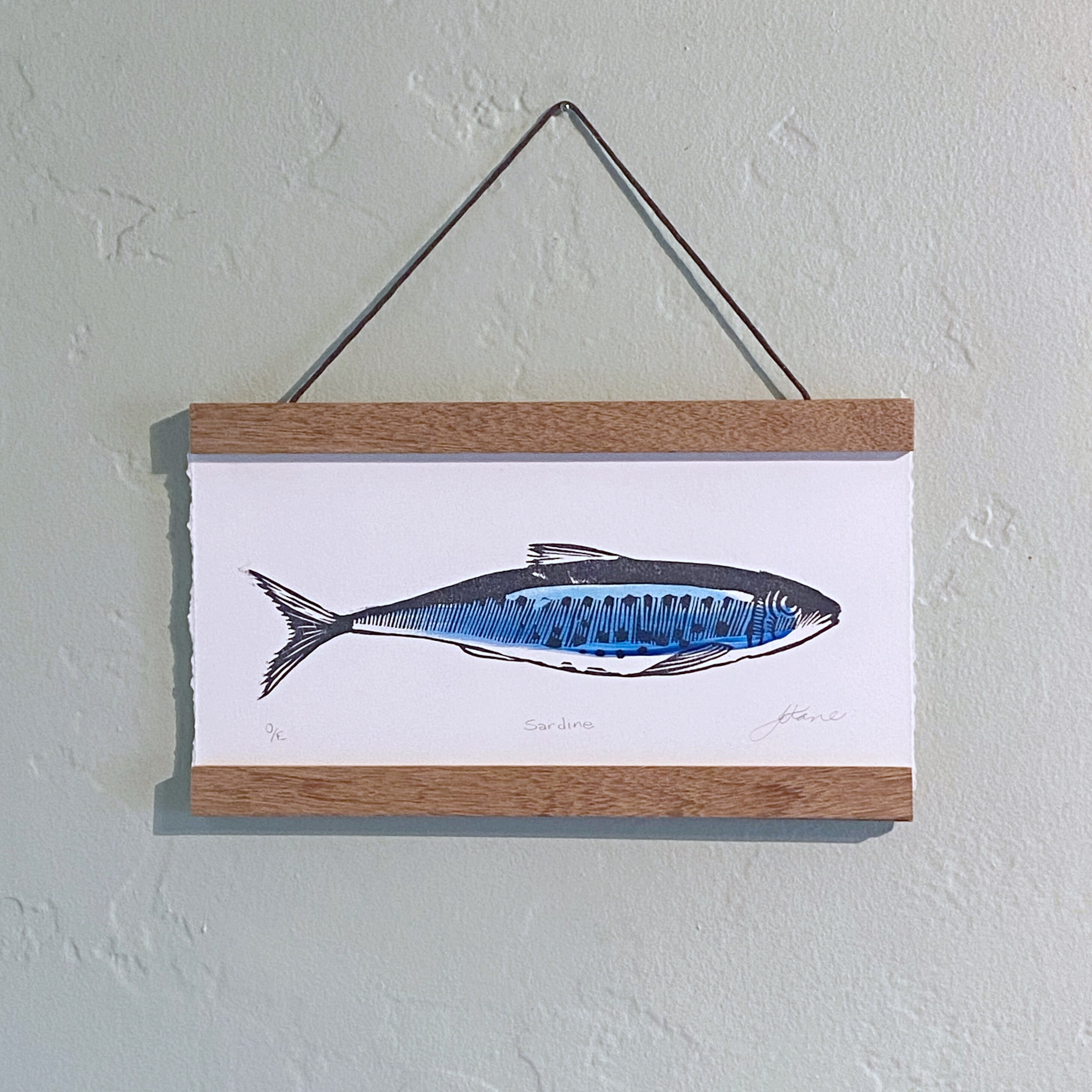 Hand-painted Sardine Lino Cut Print - Etsy