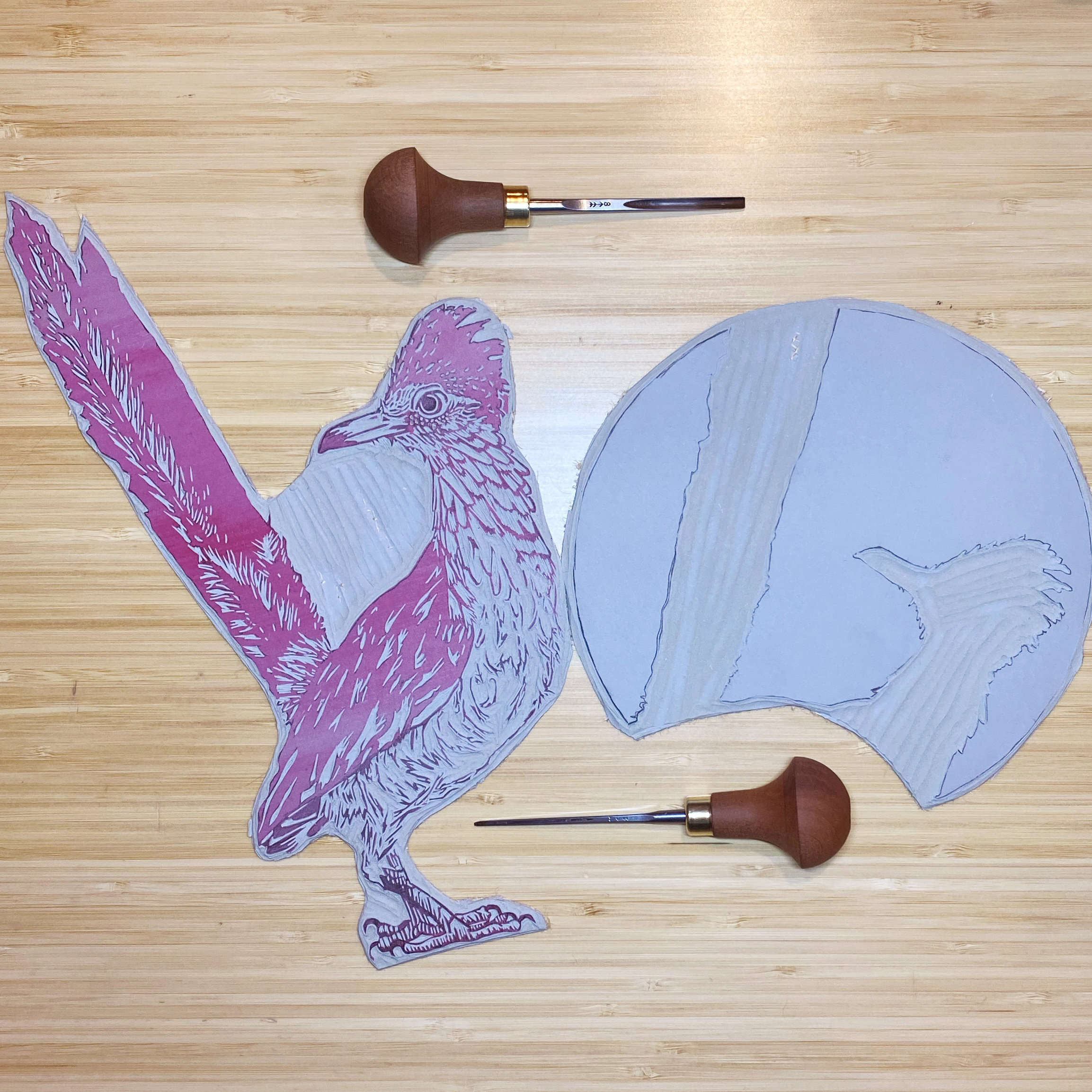 Roadrunner Lino Cut Print Bird Art Linoart Limited - Etsy