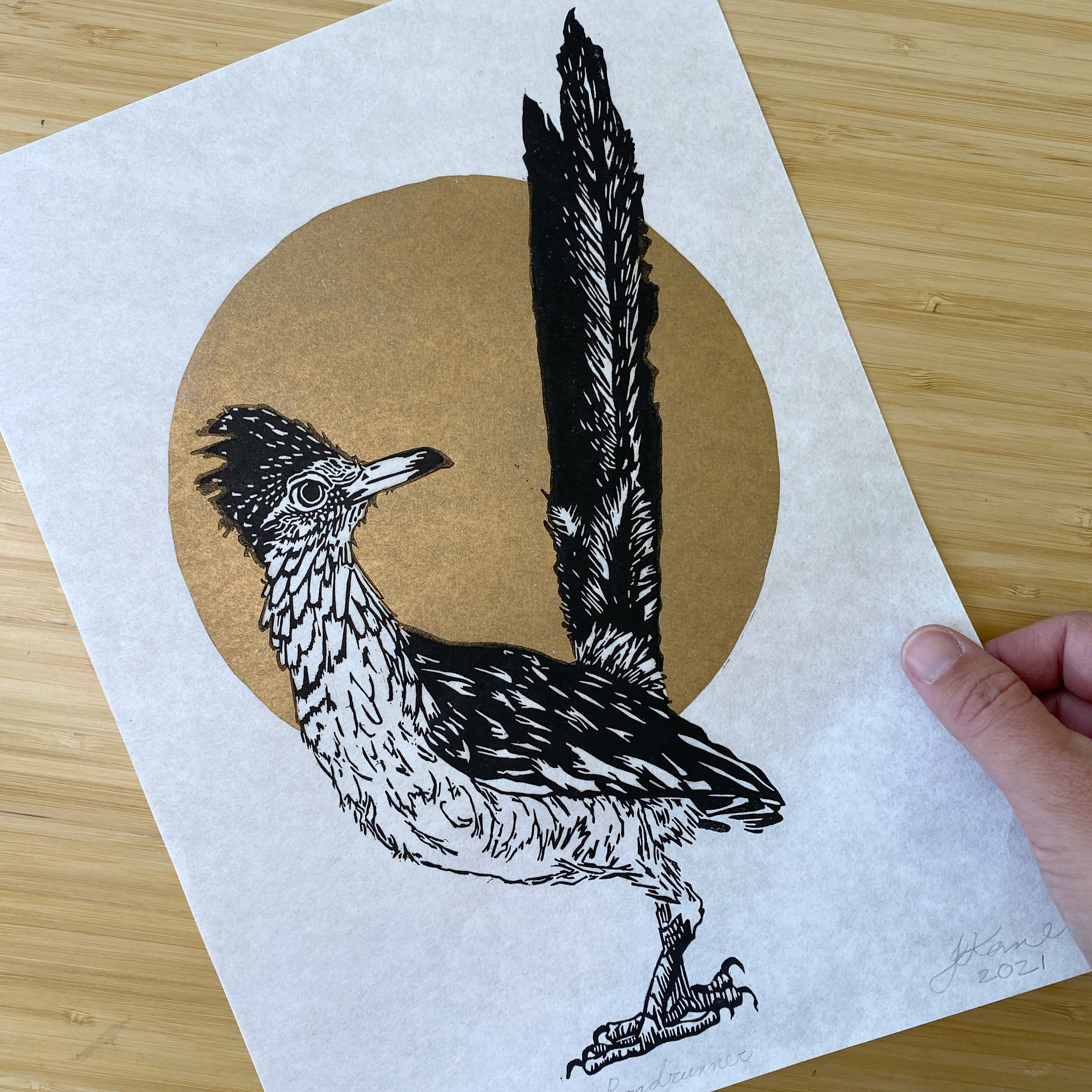 Roadrunner | Lino Cut Print | Bird Art | Linoart | Limited Edition ...