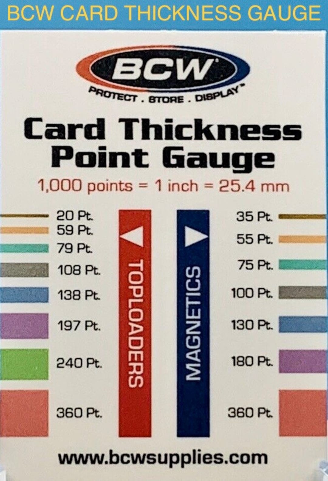 BCW TRADING CARD Thickness Point Gauge - Digital Copy File - Instant ...