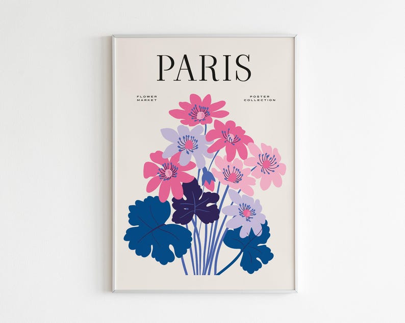 Paris Flower Market Print: Retro Floral Wall Art - Etsy