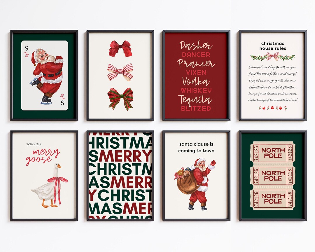 Classic Christmas Prints Set, 36 Christmas Printables Bundle, Modern ...