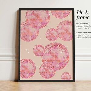 Pink and Orange Disco Ball Print, Girly Dorm Room Decor, Bachelorette ...