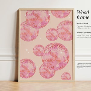 Pink and Orange Disco Ball Print, Girly Dorm Room Decor, Bachelorette ...