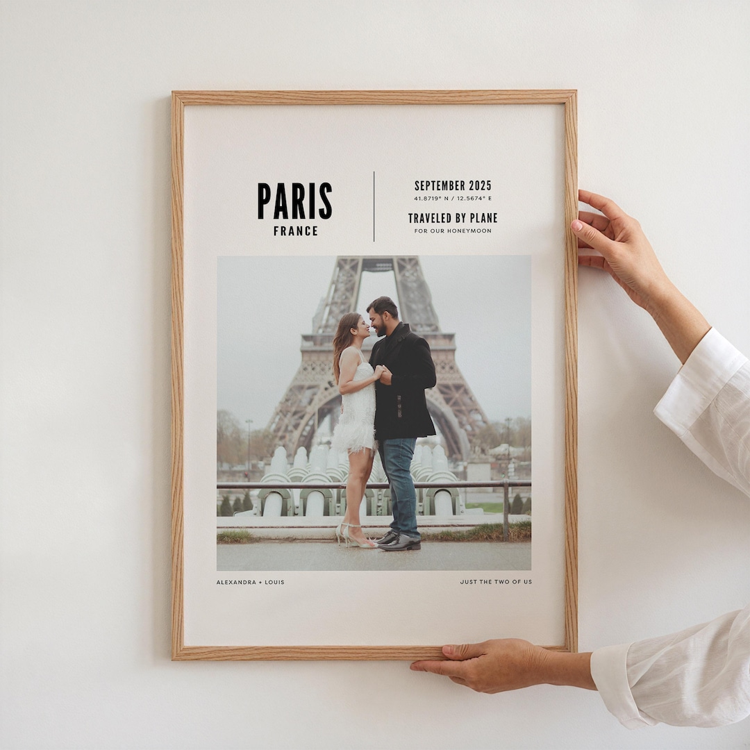 Custom Photo Destination Travel Print Wall Art, Personalized Couples ...