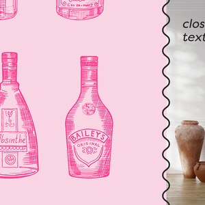 Preppy Pink Alcohol Prints Set of 2, Bar Cart Decor, Printable Wall Art ...