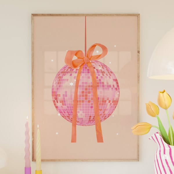 Disco Ball Bow Art Print - Etsy