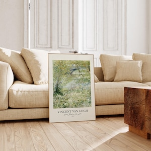 Van Gogh Wall Art | Sage Green Landscape Print | River Bank in ...