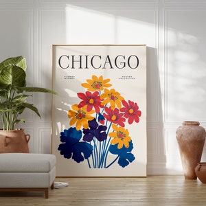 Flower Market Chicago Print, Flower Market Wall Print, Illinois Print ...