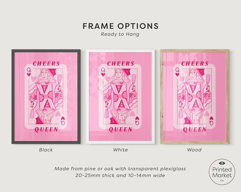 Pink Queen of Hearts Playing Card Print Trendy Bar Cart - Etsy
