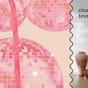 Trendy Disco Coquette Bow Print, Preppy Pink and Orange Disco Balls ...