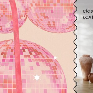 Trendy Disco Coquette Bow Print, Preppy Pink and Orange Disco Balls ...
