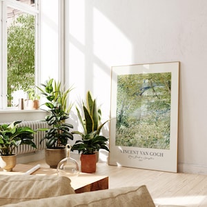 Van Gogh Wall Art | Sage Green Landscape Print | River Bank in ...