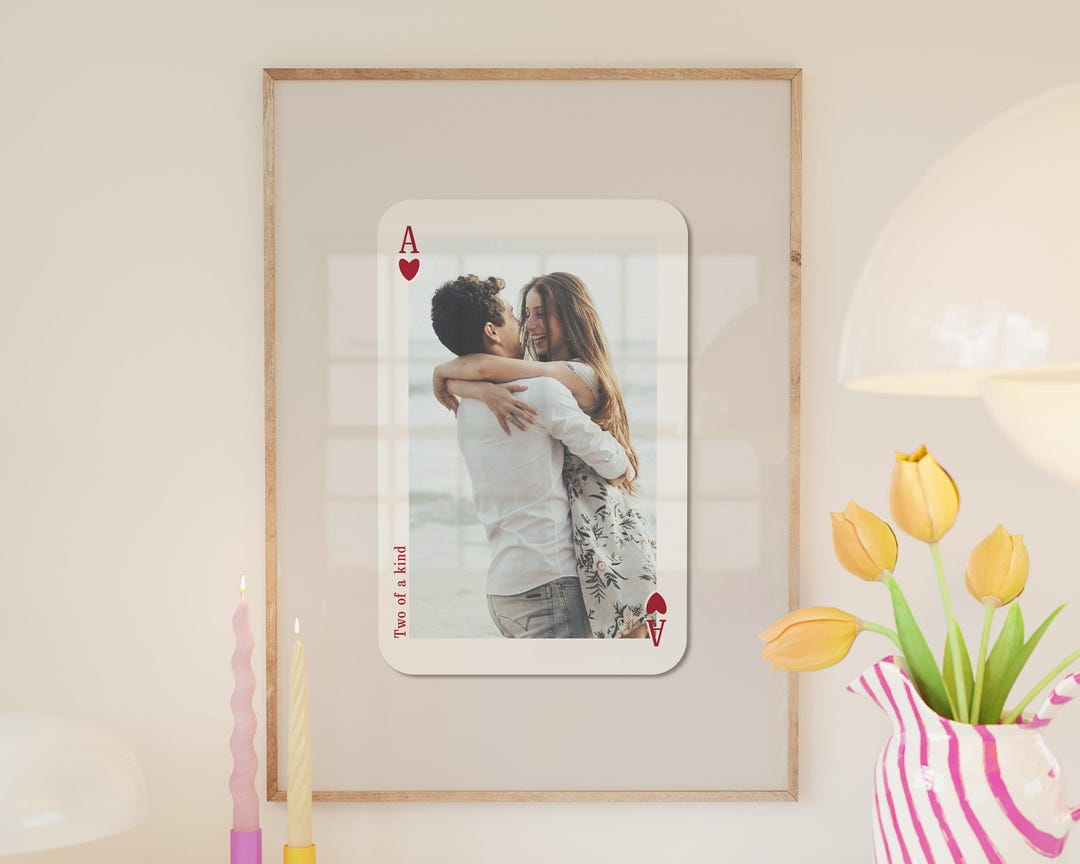 Personalized Ace of Hearts Photo Card Print: Custom Couple Portrait ...