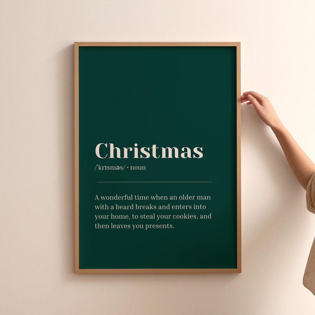 Christmas Definition Print, Printable Christmas Wall Art, Green Holiday ...