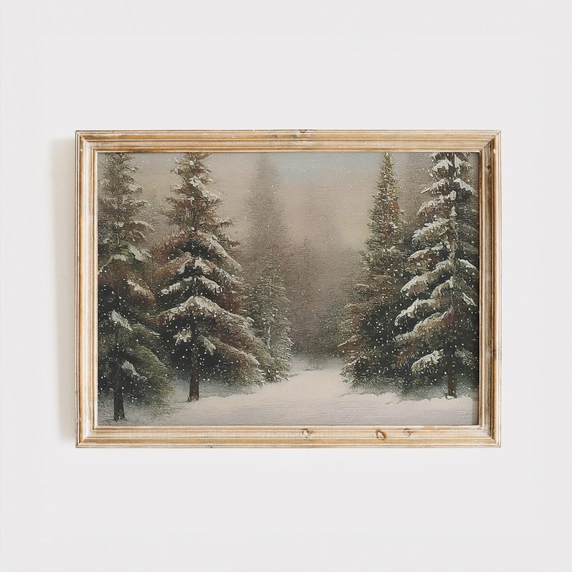 Snowy Christmas Pine Tree Landscape Print: Rustic Winter Vintage ...