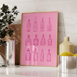Preppy Pink Alcohol Prints Set of 2, Bar Cart Decor, Printable Wall Art ...