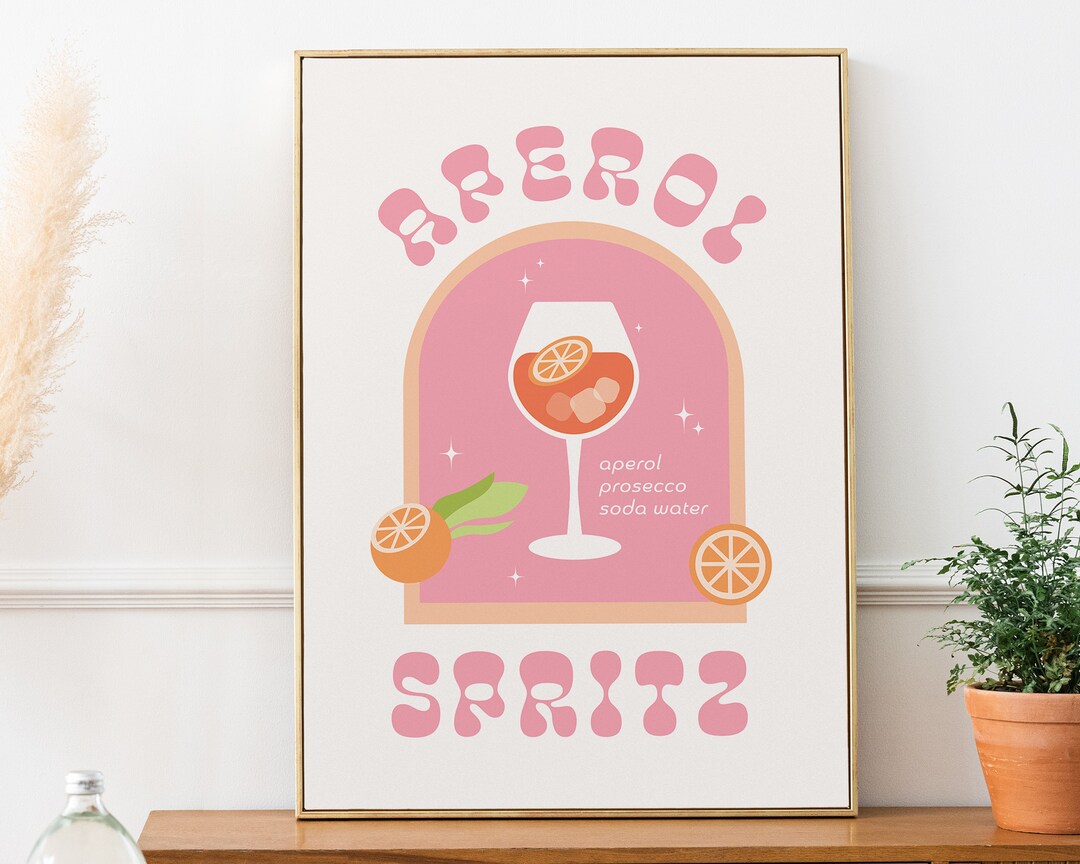 Aperol Spritz Print: Retro Pink Cocktail Poster (digital Download) - Etsy