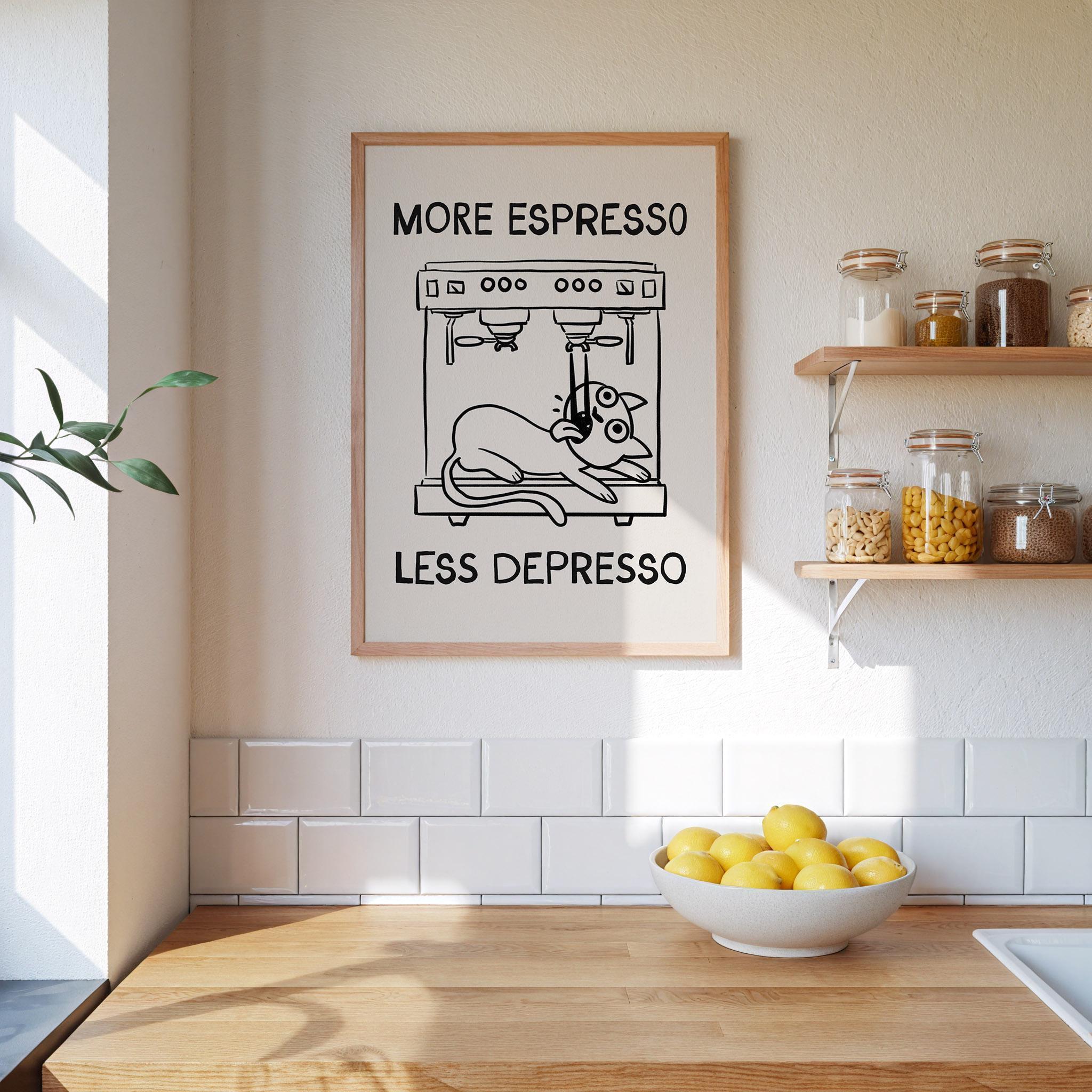 Funny Cat Espresso Print: Kitchen Coffee Bar Art (digital Download) - Etsy